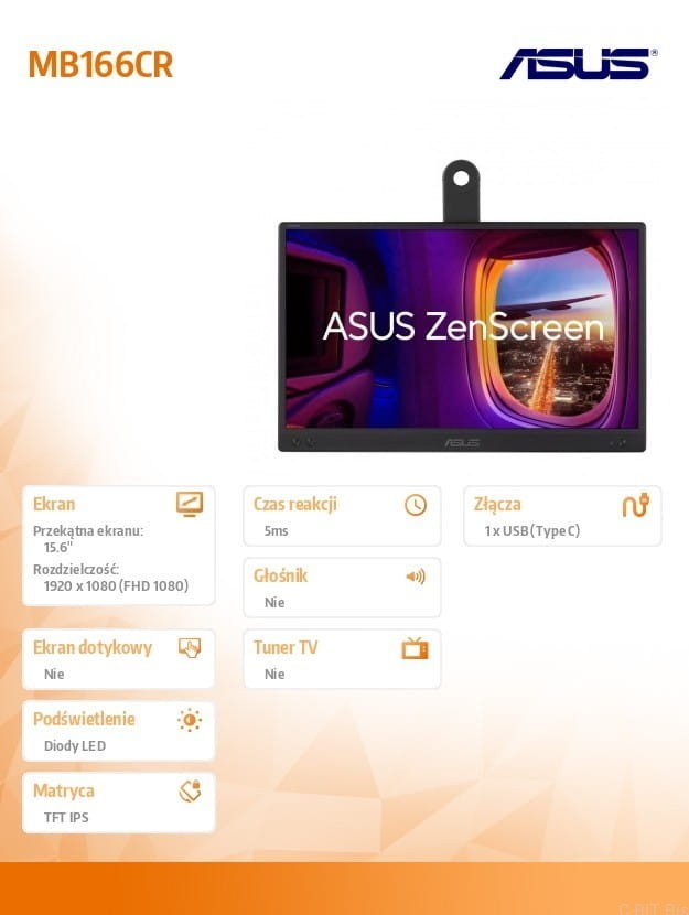 Asus Monitor ZenScreen MB166CR IPS LED USB-C FHD - dobra cena ...
